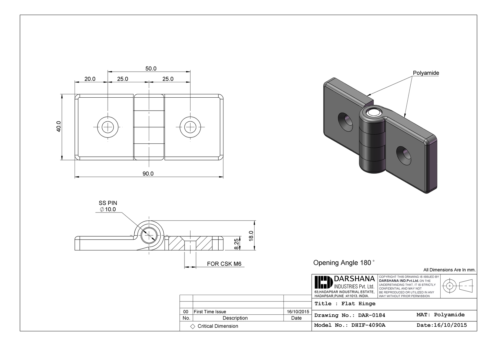 FLAT HINGE DHIF-4090A – Universal Electronic Agencies India
