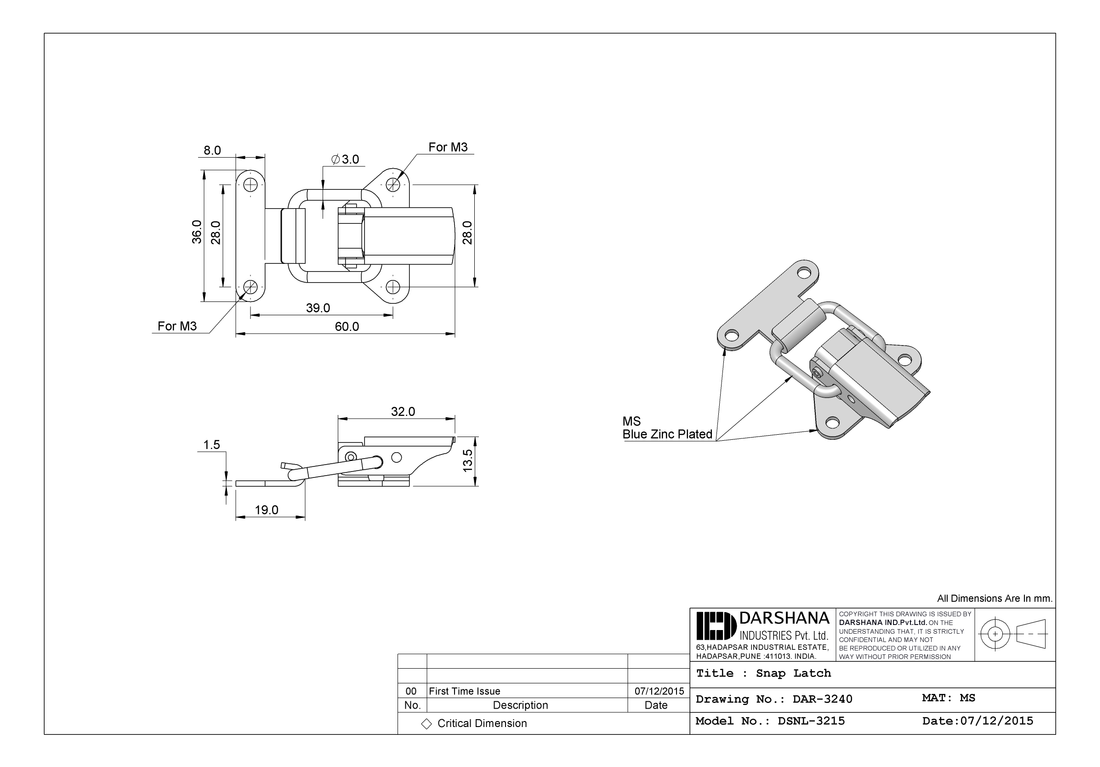 Draw Latch - DSNL-3215 – Universal Electronic Agencies India